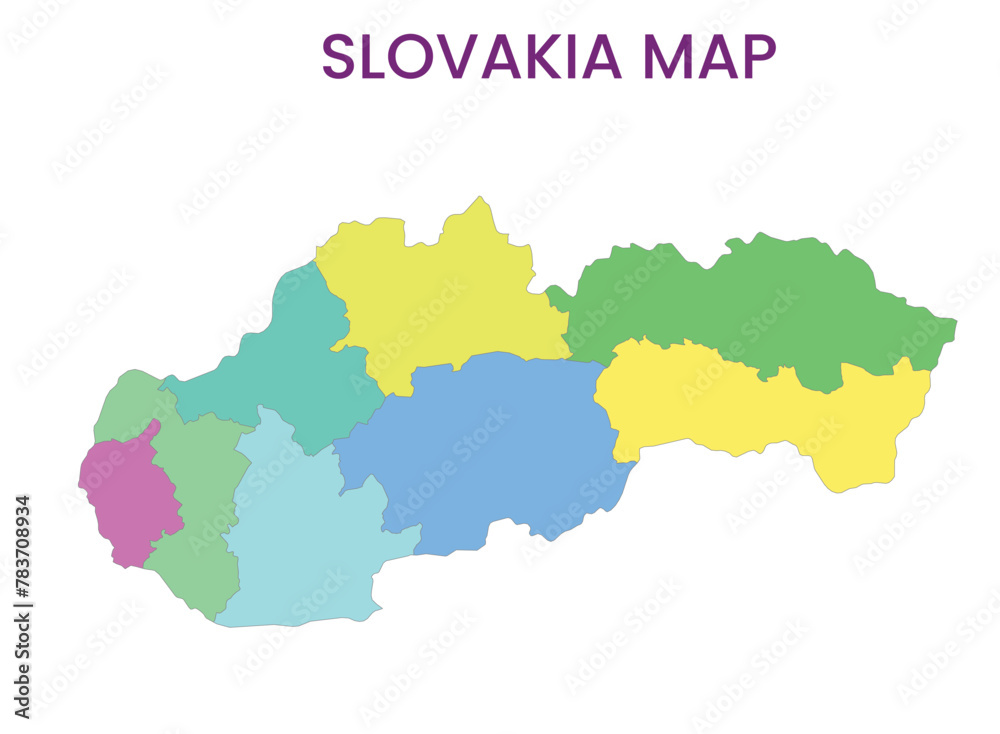 High detailed map of Slovakia. Outline map of Slovakia. Europe Stock ...