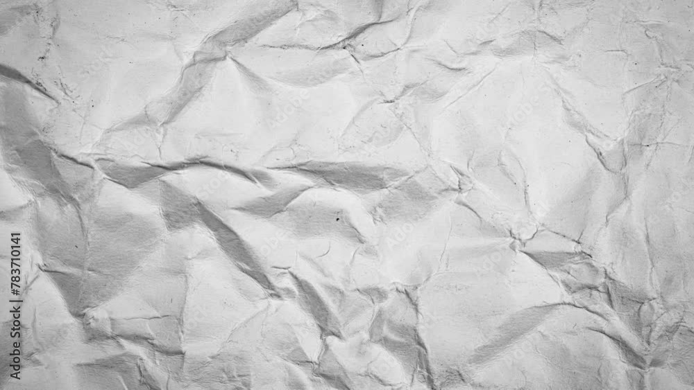 Stop motion animated paper texture background. Crumpled White Paper ...