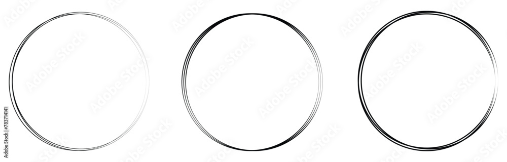 Black circle line hand drawn set. Highlight hand drawing circle ...