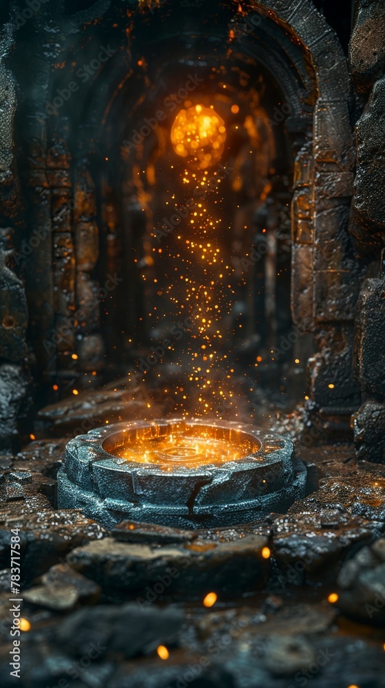 A mythical forge inside Mount Olympus, where gods craft weapons and ...