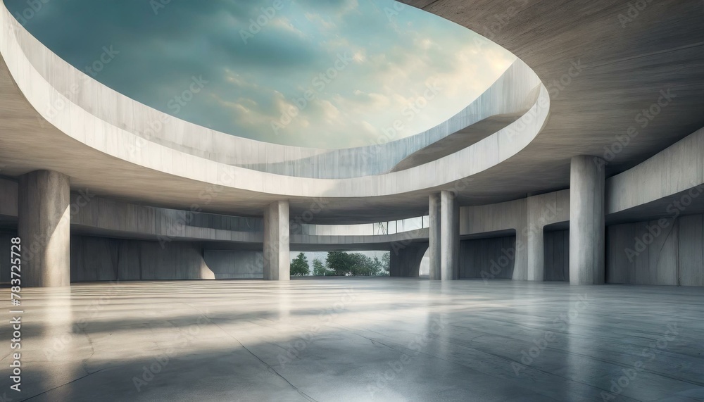 Empty abstract architecture building in minimal concrete design with ...