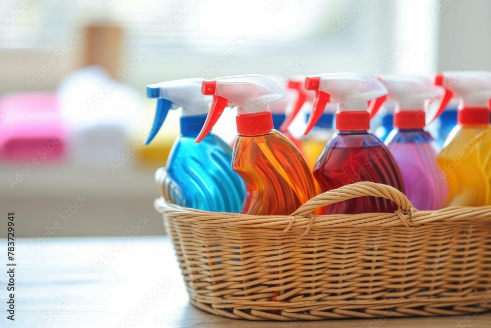 Concentrated Backet detergent cleaning. Homemade and filled hamper with ...