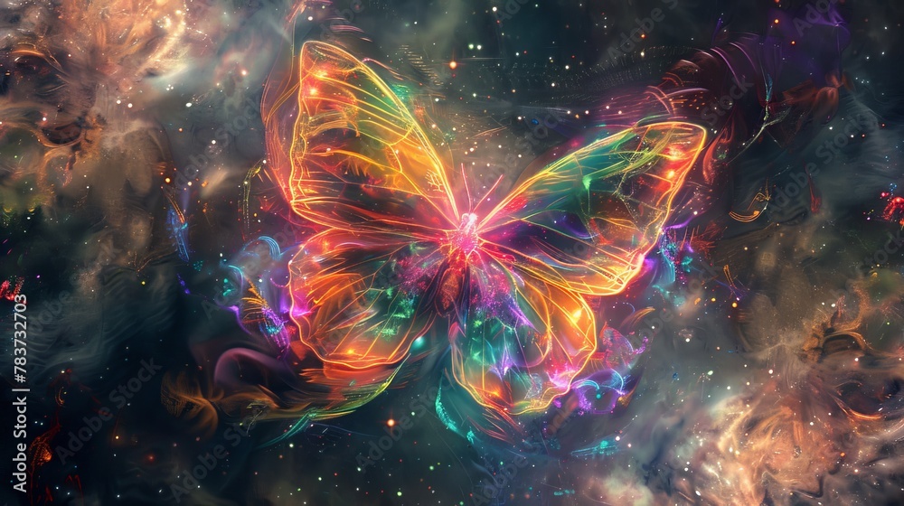 Astral Butterfly Cosmic Energy in the Fifth Dimension,A vibrant digital ...
