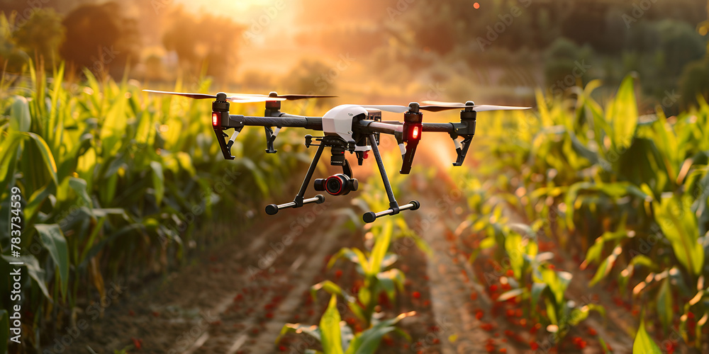 Drone monitoring crops and smart agriculture in a digital farming ...
