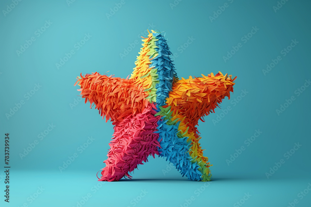 Vibrant pinata in the shape of a star isolated on a gradient background ...