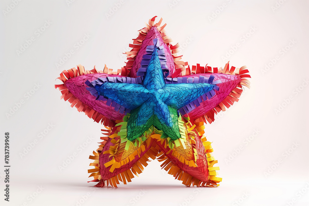 Vibrant pinata in the shape of a star isolated on a gradient background ...