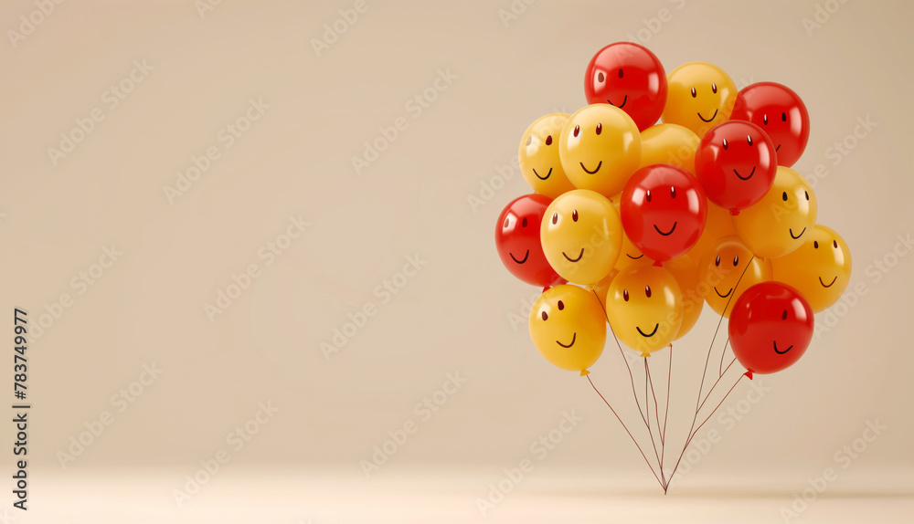 birthday balloons with smiley faces. "Happy Birthday to You" greeting ...