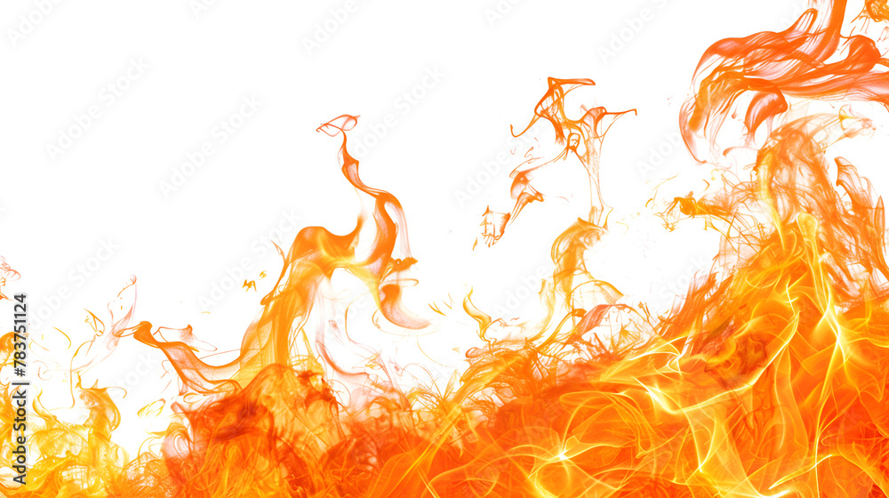 Beautiful bright fire flames on white background ,Set with beautiful ...