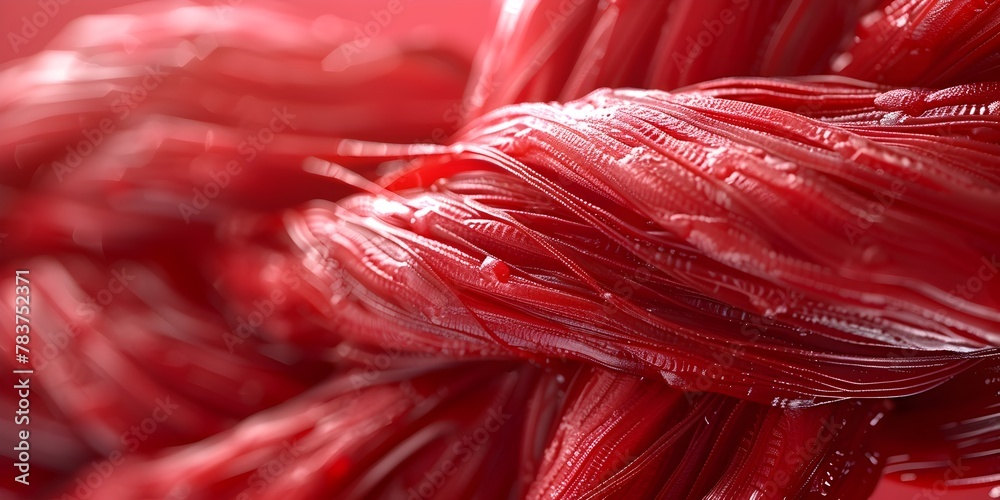 Extreme Close Up View of Vibrant Red Muscle Fiber under Scientific ...