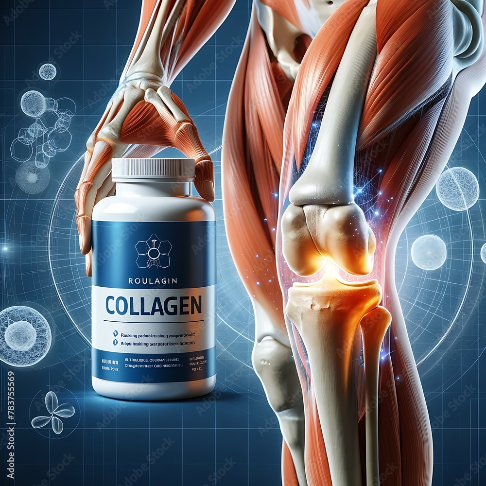 ImageHere's an image featuring a bottle of Collagen supplement set ...