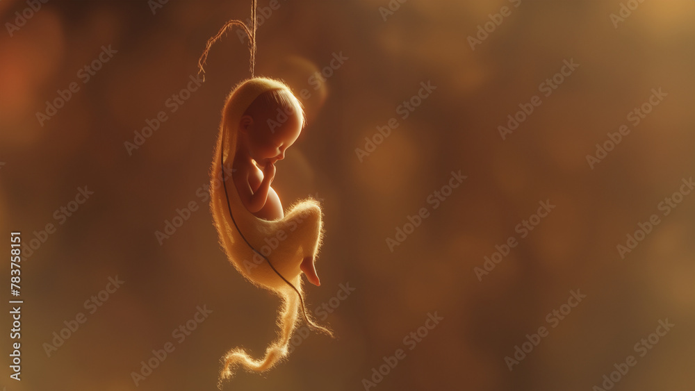 Baby Embryo in Fruchtblase und Nabelschnur Stock Illustration | Adobe Stock