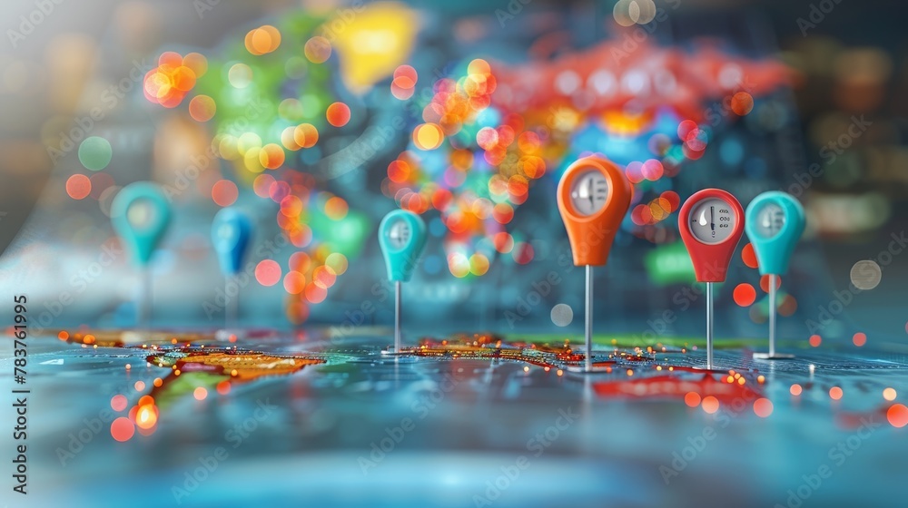 Education and Learning: A 3D vector illustration of a map with pins ...
