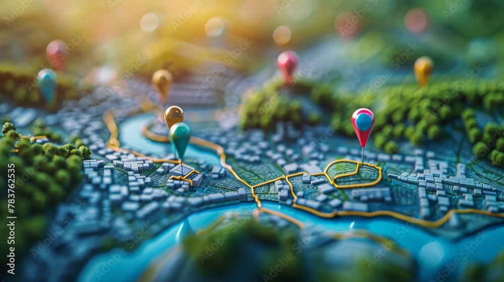 Geographic Information System (GIS): A 3D vector illustration of a map ...