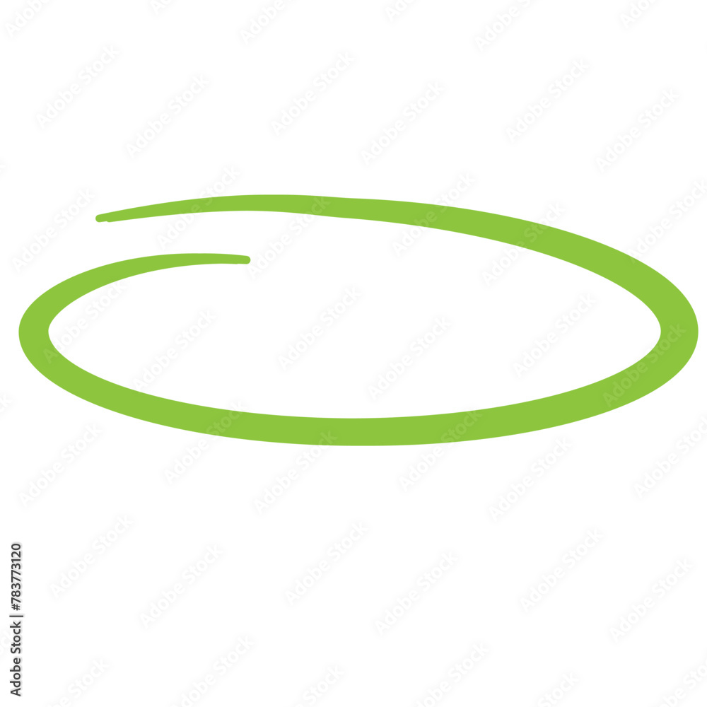 Green circle, pen draw. Highlight hand drawing circle isolated on ...