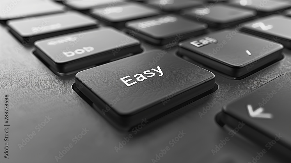 A modern office desk with a computer keyboard, the enter button ...