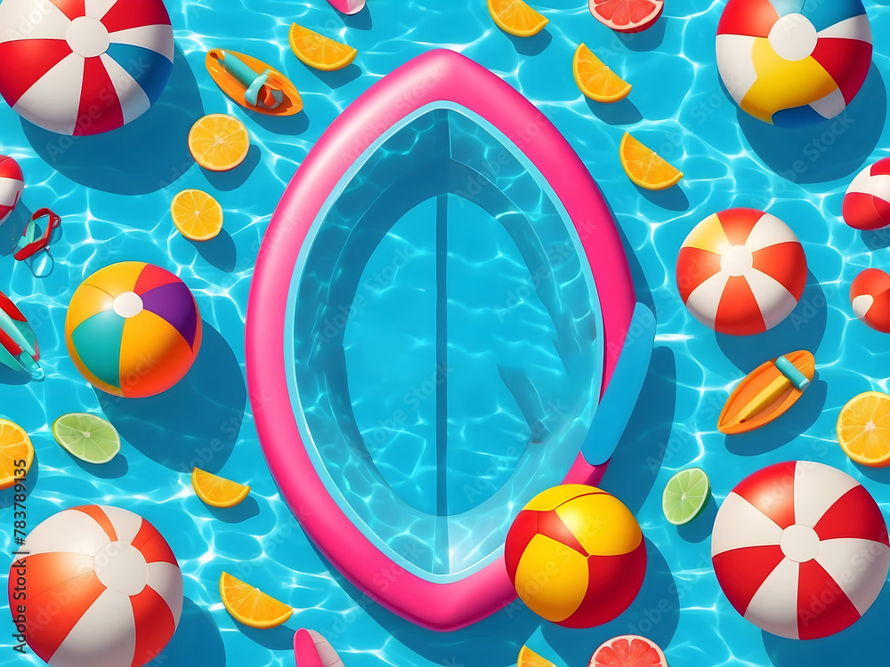 Summer-time vector design. It's summertime text with floating elements ...