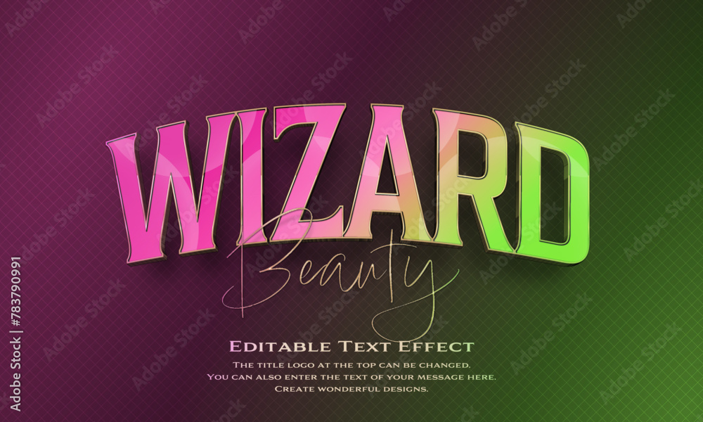 ”Wizard Beauty” Editable title logo text style effect in purple, pink ...
