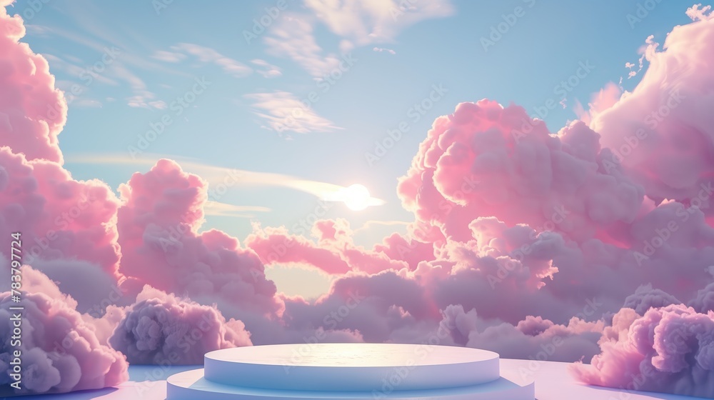 Background podium pink 3d product sky platform display cloud pastel ...