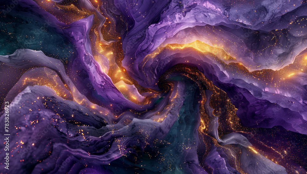 Cosmic Marble: Galactic Resin Art with Swirling Purple and Gold for ...