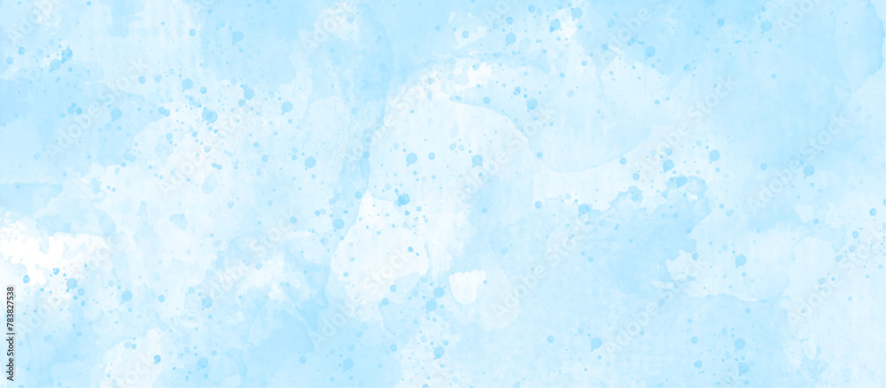 blue sky with clouds watercolor background with splashes, Chaotic light ...