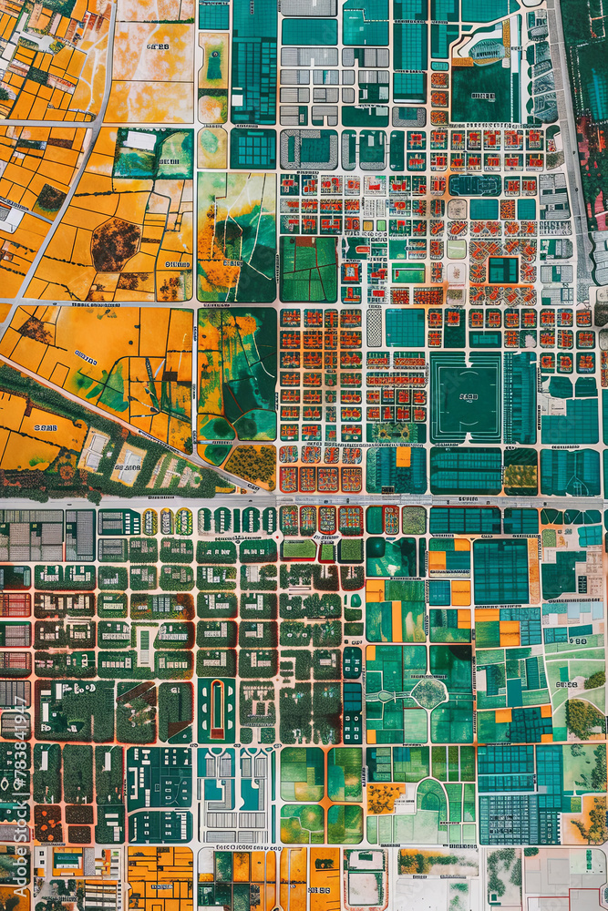 cadastral map and general urban plan with cadastral parcels, urban ...