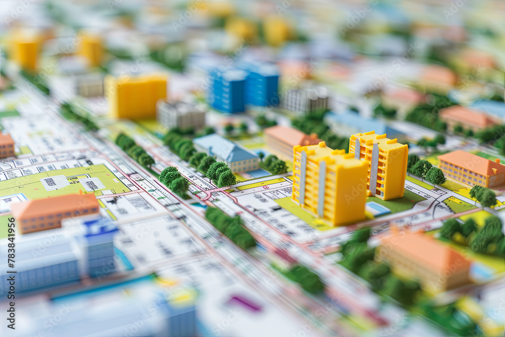 cadastral map and general urban plan with cadastral parcels, urban ...