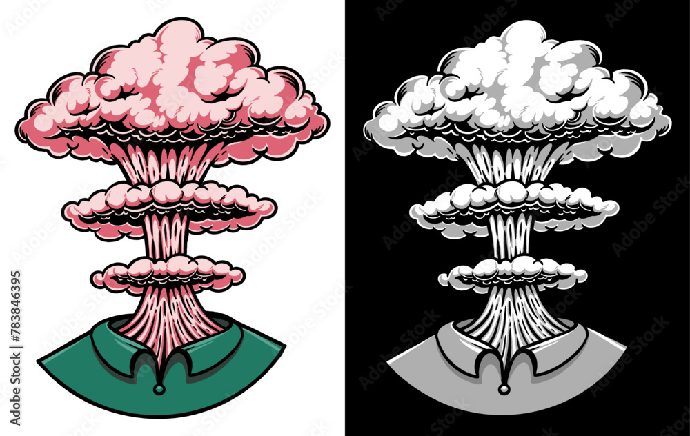 Vector illustration of a man wearing a polo shirt with a pink atomic ...