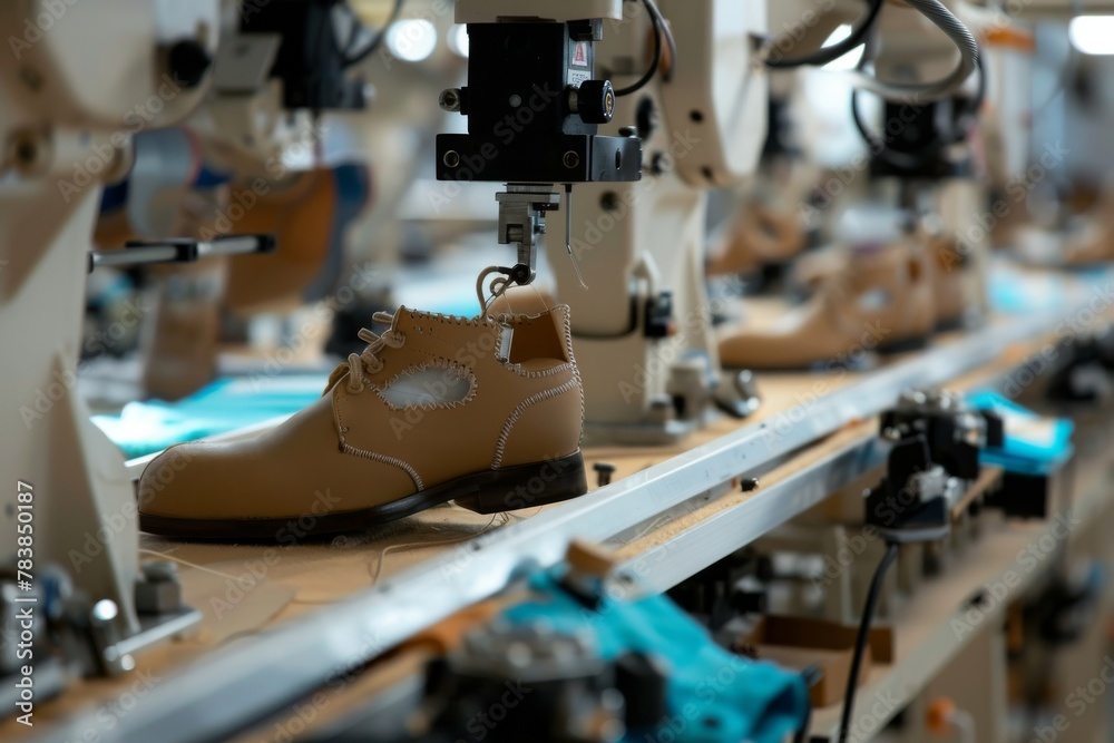 A fully automated shoe factory, where robots stitch and glue footwear ...