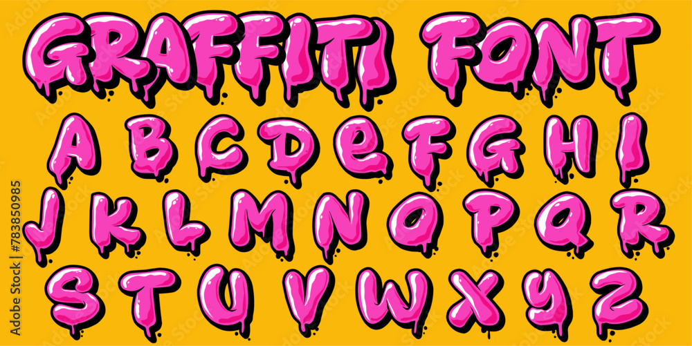 Graffiti Alphabet Bubble Pink Color Vector Illustration Stock Vector ...