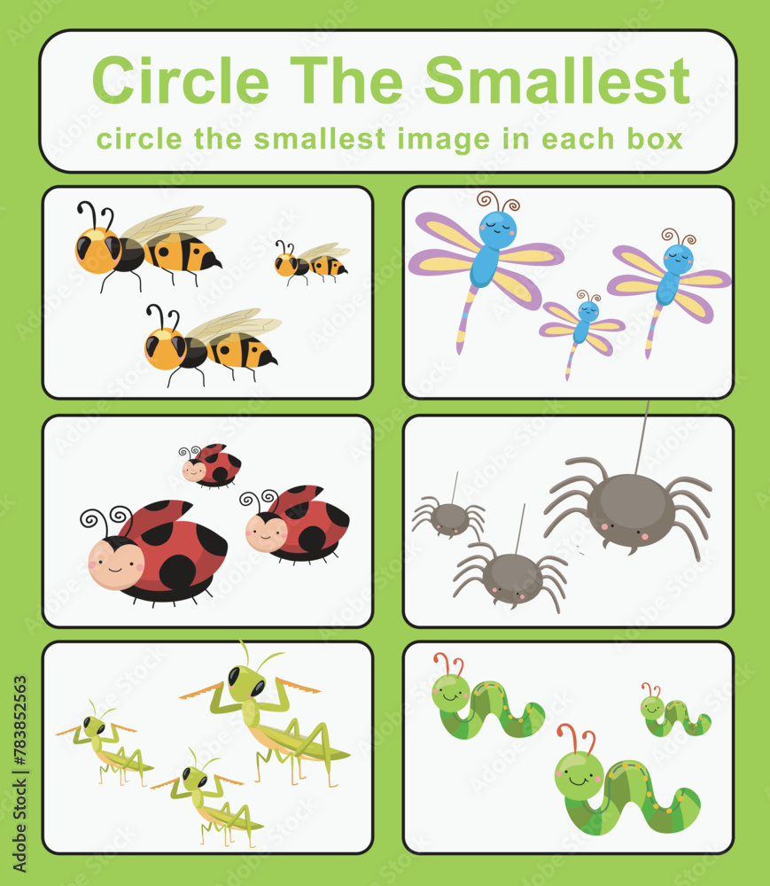 Circle the smallest worksheet. Learning about comparison. Printable ...
