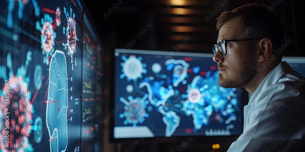 Epidemiologist Analyzing Digital Map to Track and Predict Global ...