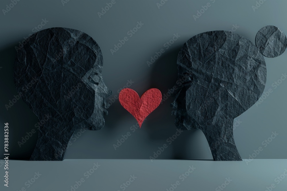 Two overlapping silhouettes of heads, one slightly larger than the ...