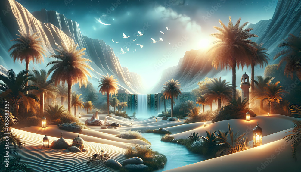 Serene Oasis: A Photo Ultra Realistic as an Oasis of Peace Representing ...