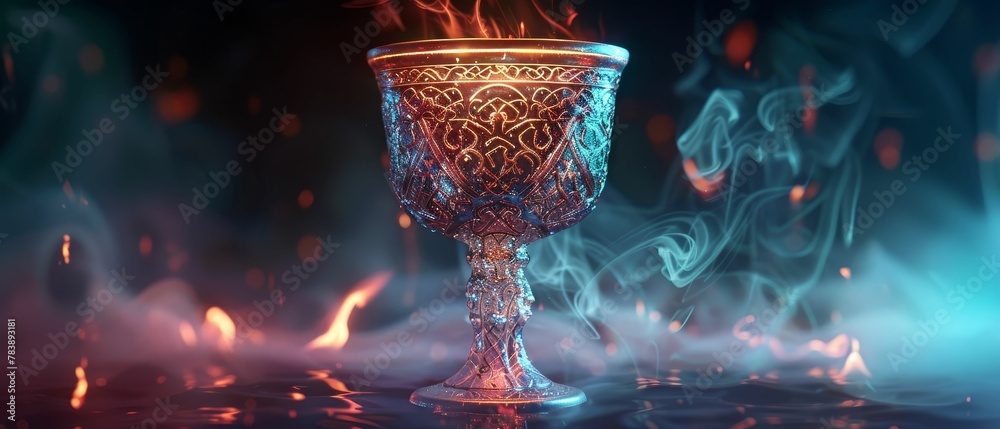 Ancient goblet, etched with intricate patterns, bestows limitless ...