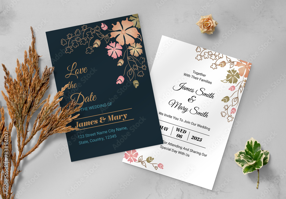 Wedding Invitation Card Layout Stock Template | Adobe Stock