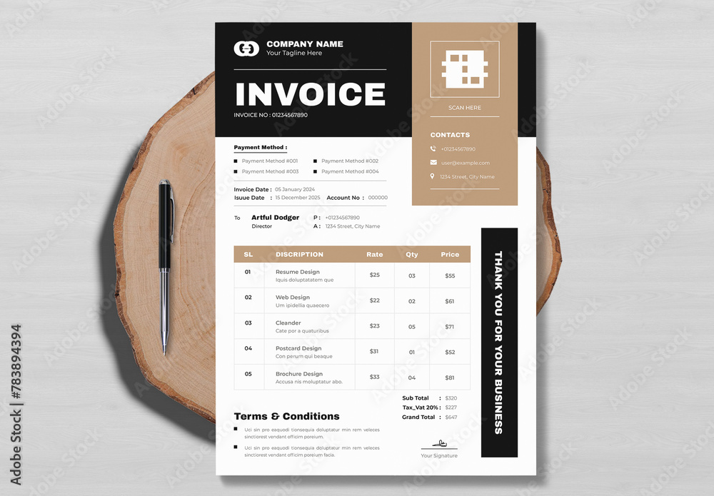 Modelo de Invoice Template Layout do Stock | Adobe Stock