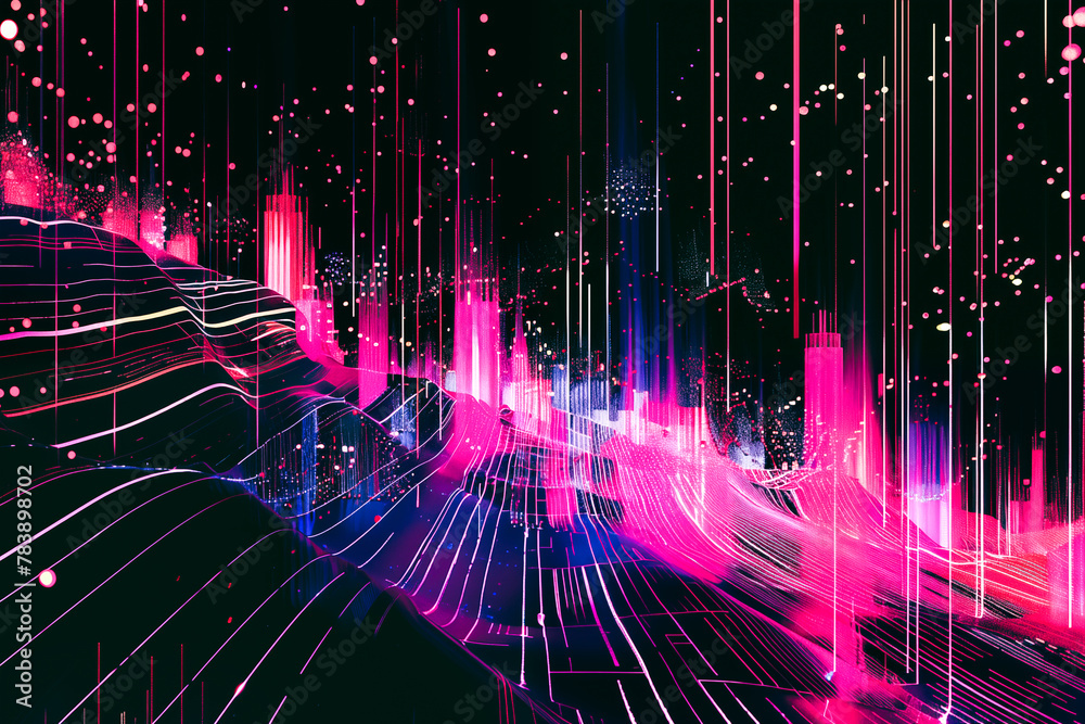 Abstract Pink glitch stylized data corrupted lines background,matrix ...