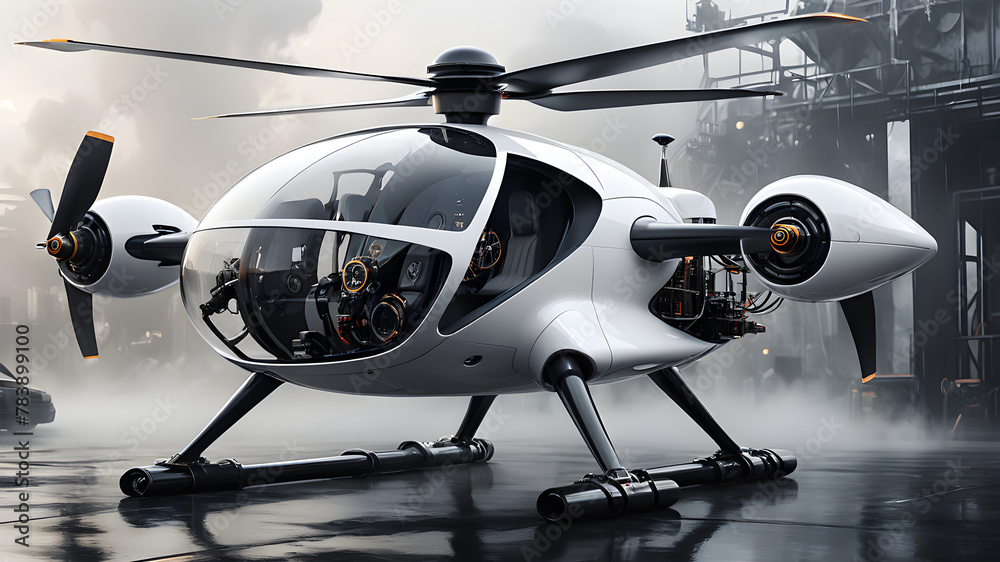 Imagine a dynamic scene featuring a military helicopter in flight ...