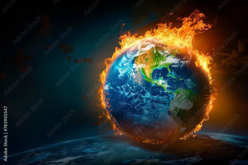 Earth as a burning ember, fading into darkness Stock Illustration ...