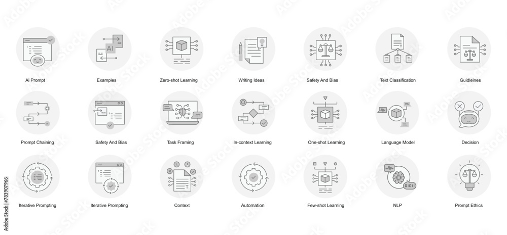 Optimizing Prompt Engineering. Icons for Ai prompt, in context learning ...