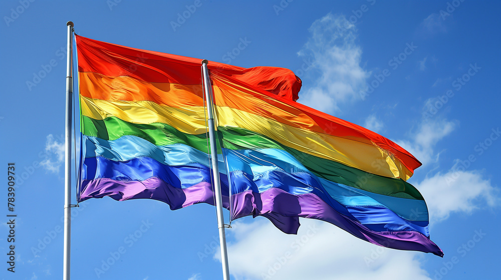 Multiple rainbow flags, representative of LGBTQ+ pride and diversity ...