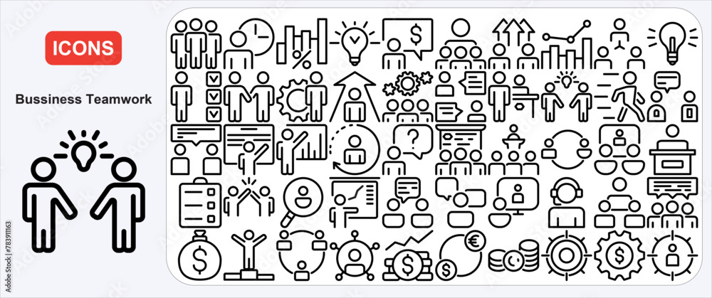 Business teamwork icon set. Illustrating the essence of collaboration ...