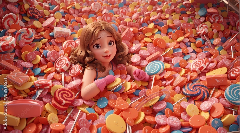 cute happy little kid girl in candy land. Stock Photo | Adobe Stock