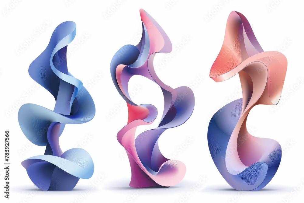 Colorful abstract sculptures set illustration. A vibrant collection of ...