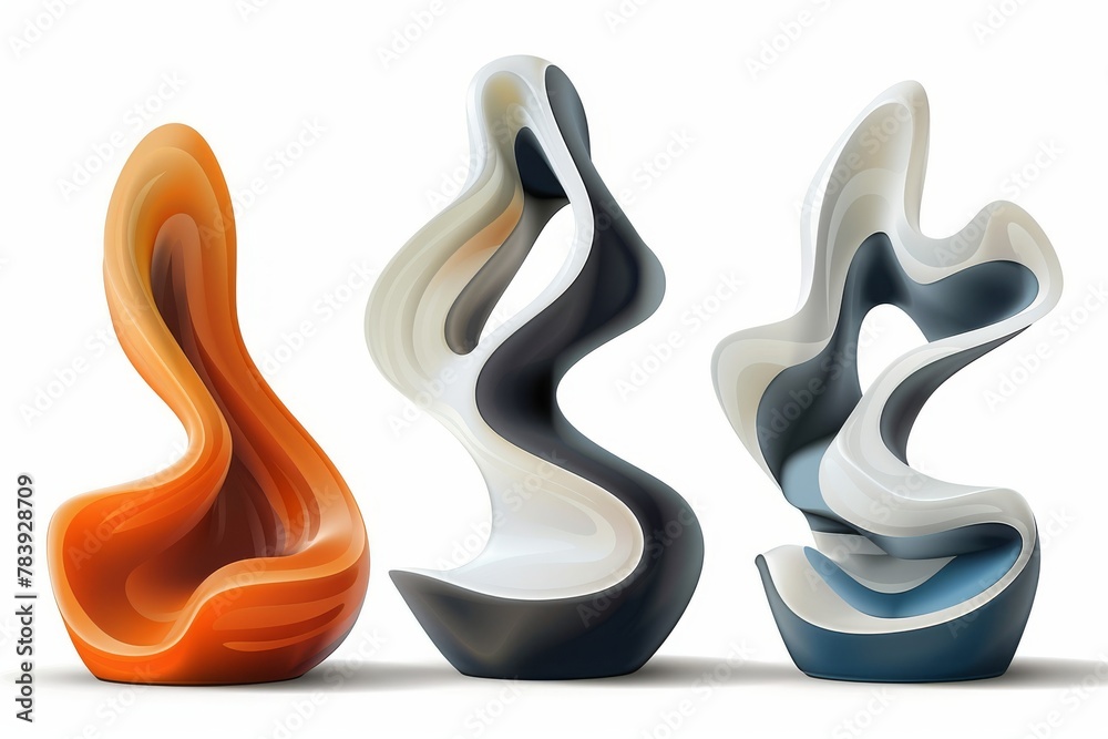 Colorful abstract sculptures set illustration. A vibrant collection of ...