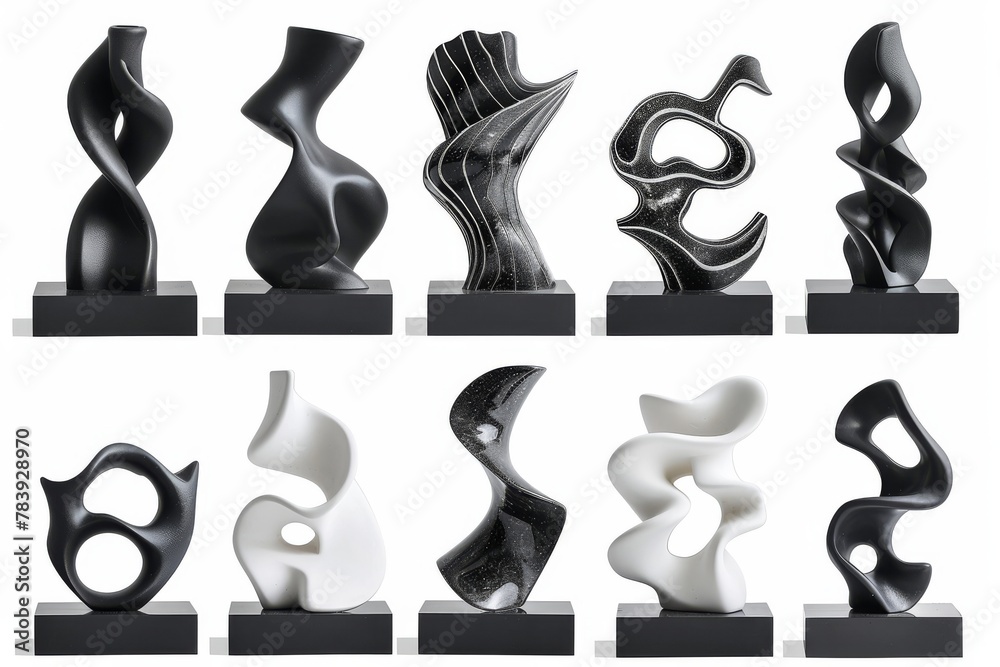 Colorful abstract sculptures set illustration. A vibrant collection of ...