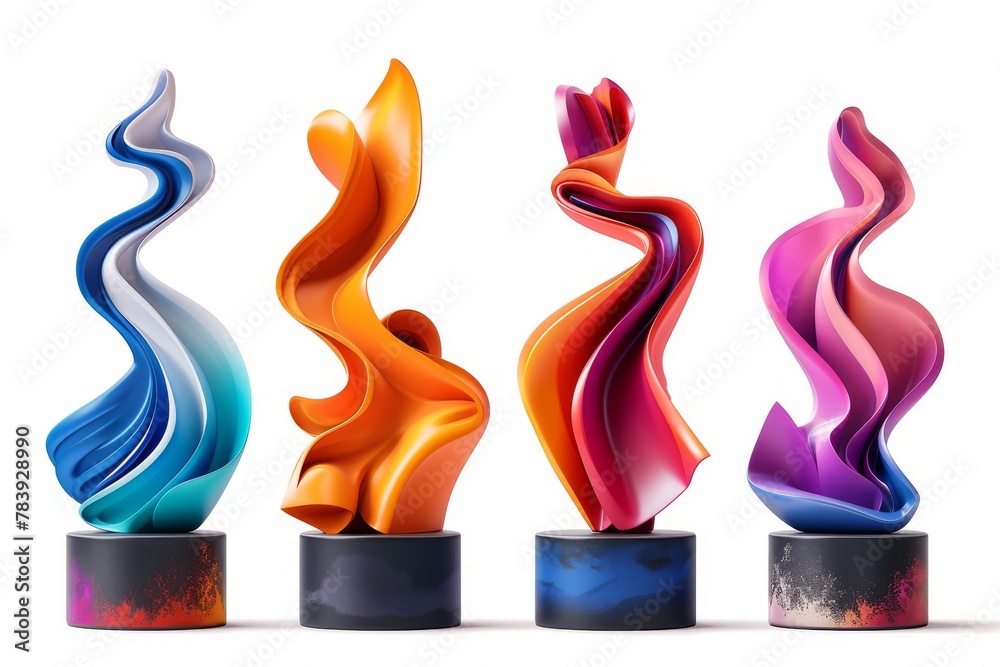 Colorful abstract sculptures set illustration. A vibrant collection of ...