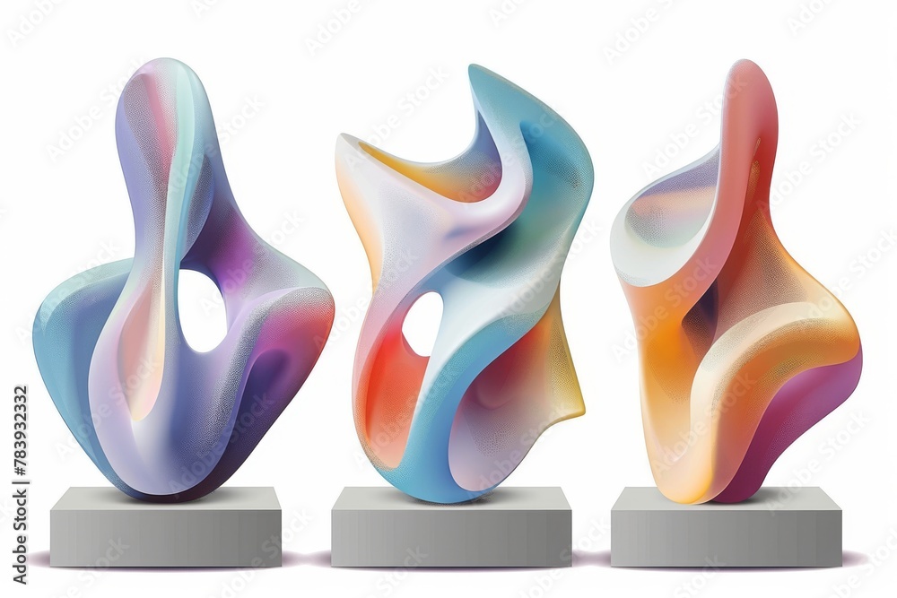 Colorful abstract sculptures set illustration. A vibrant collection of ...