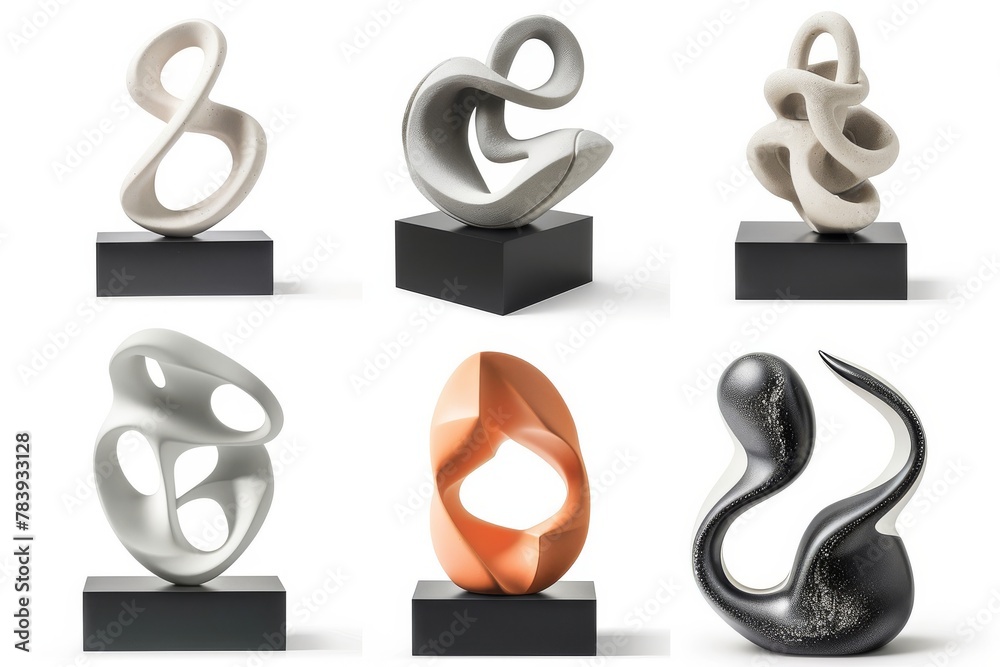 Colorful abstract sculptures set illustration. A vibrant collection of ...