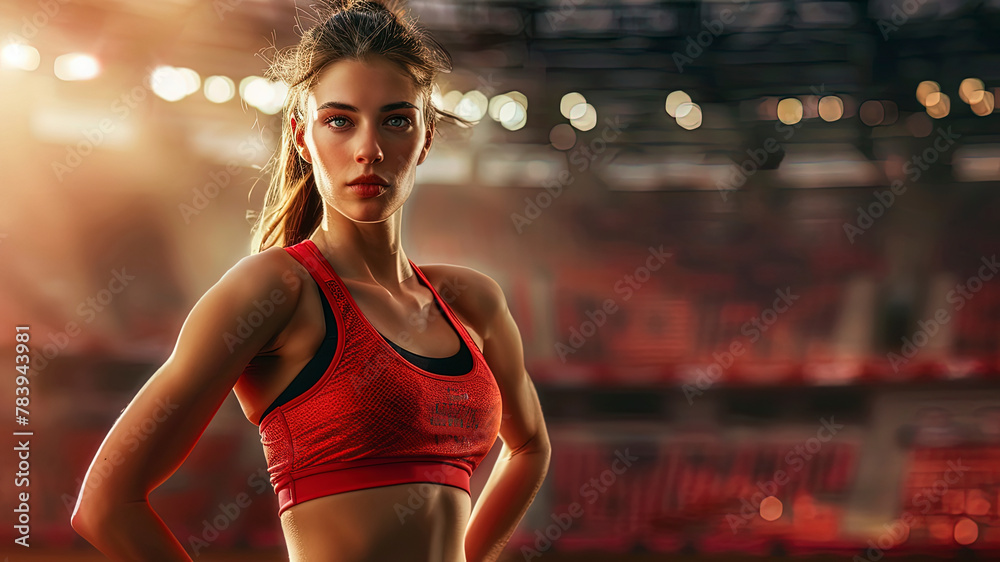female bodybuilder posing on cool background, young muscular woman ...